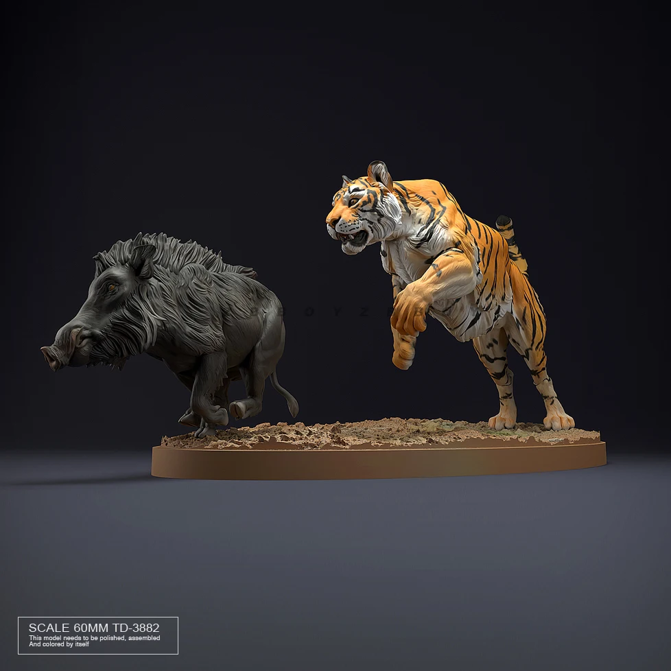 60mm-Resin-model-kits-tiger-and-pig-DIY-colorless-and-self-assembled-TD ...