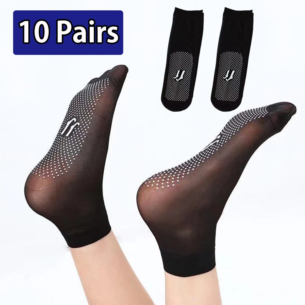 10 Pairs New Summer Ultra Thin Silk Socks Women Breathable Invisible ...