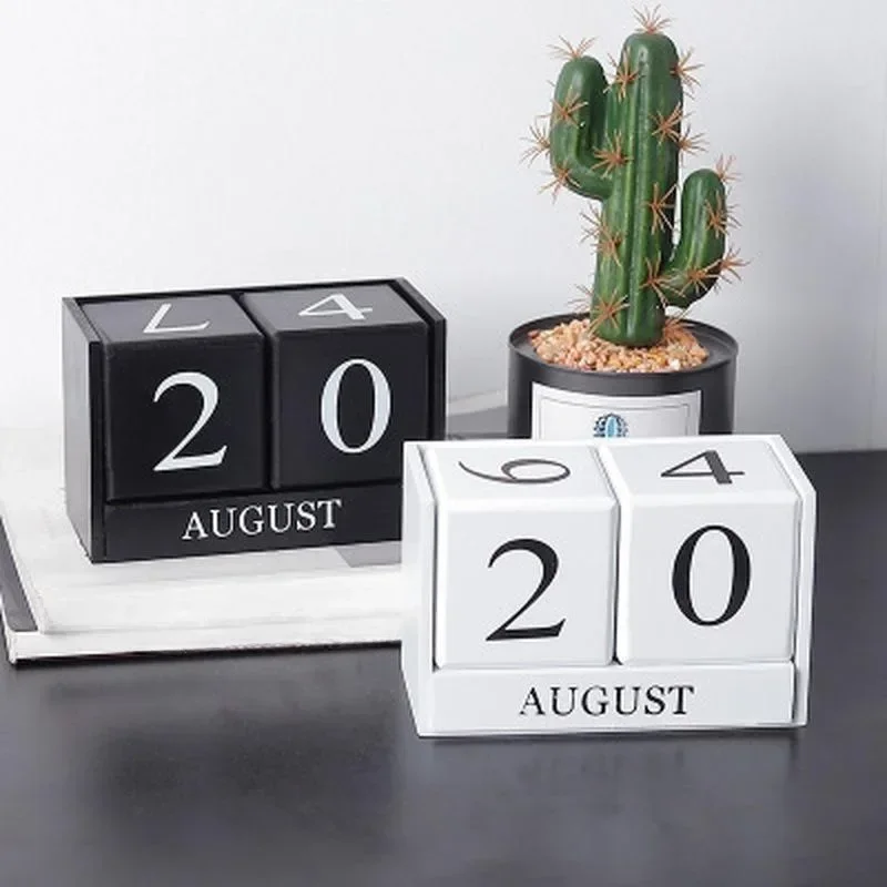1Pcs-Cute-Vintage-Desktop-Wooden-Letters-Calendar-Cube-Block-Home ...