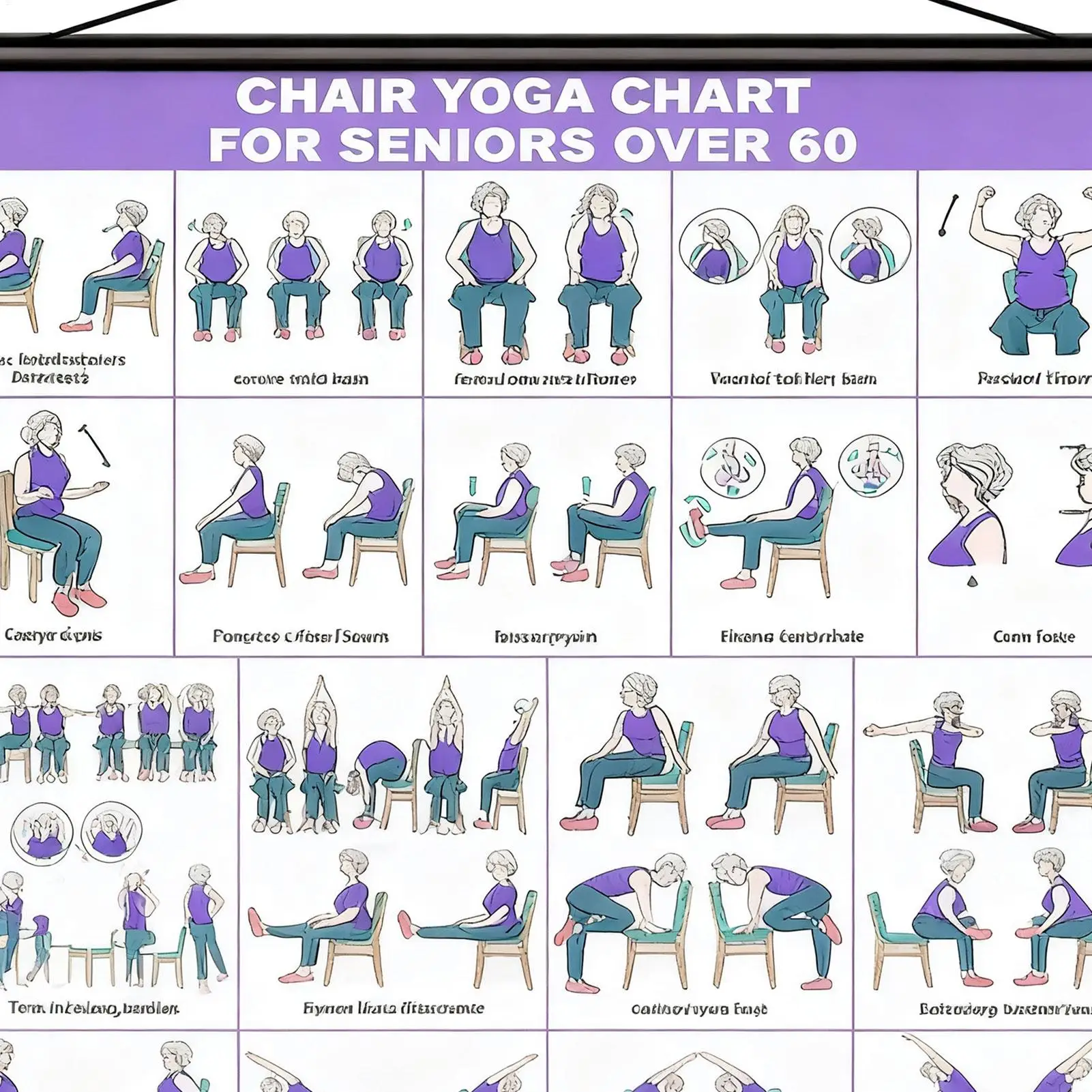 Chair Yoga Chart For Seniors Foldable Multiple Poses Wall Mount ...