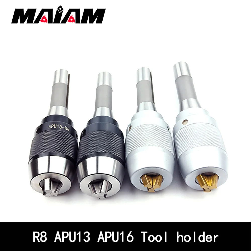 R8 APU13 APU16 tool holder R8 M12 7/16 CNC Integrated Self tightening ...