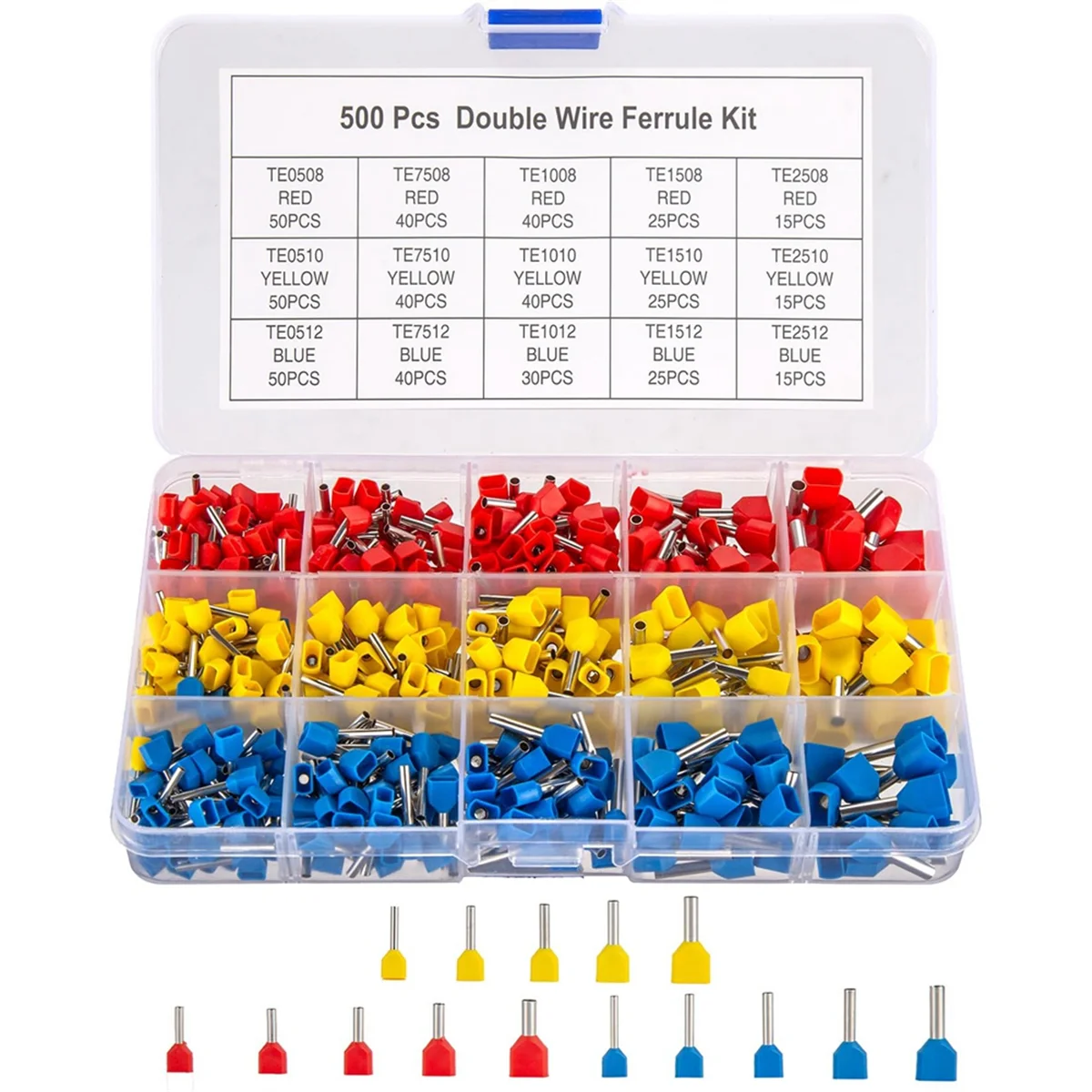Double-Wire-Ferrules-Kit-500Pcs-Wire-Ferrule-Terminals-Insulated ...