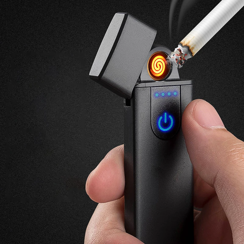 Usb 충전식 터치 민감성 라이터 휴대용 텅스텐 필라멘트 플레임리스 담배 라이터 남성용 선물 작은 서프라이즈
