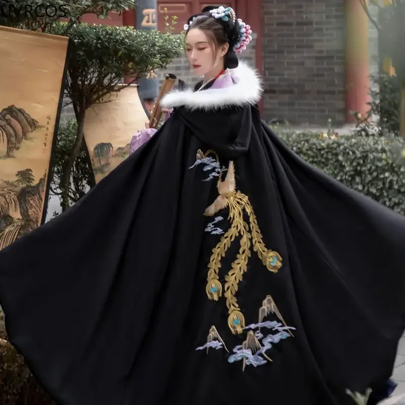 Oriental-Ancient-Black-Hanfu-Cloak-Women-Chinese-Style-Princess-Costume ...