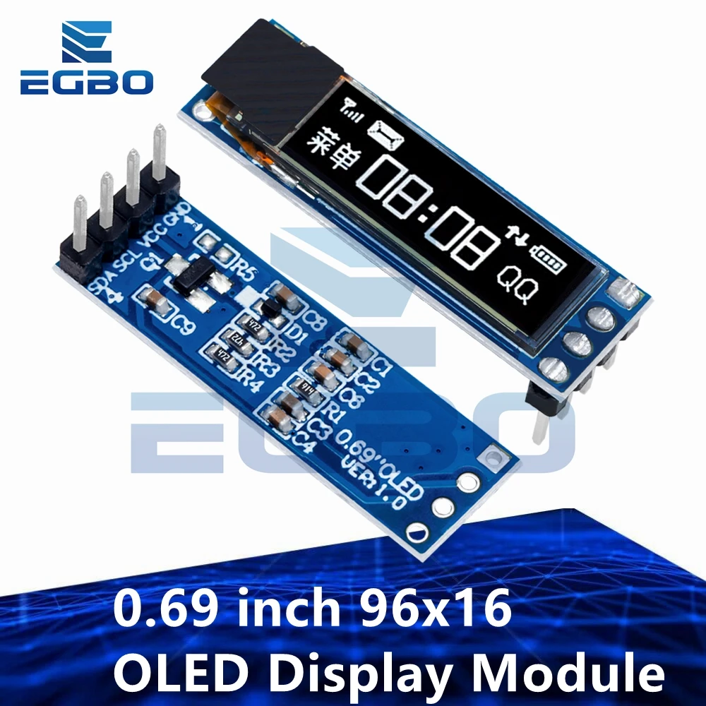 0.69 inch 96x16 OLED Display Module White Display 0.69" SSD1306 LCD ...