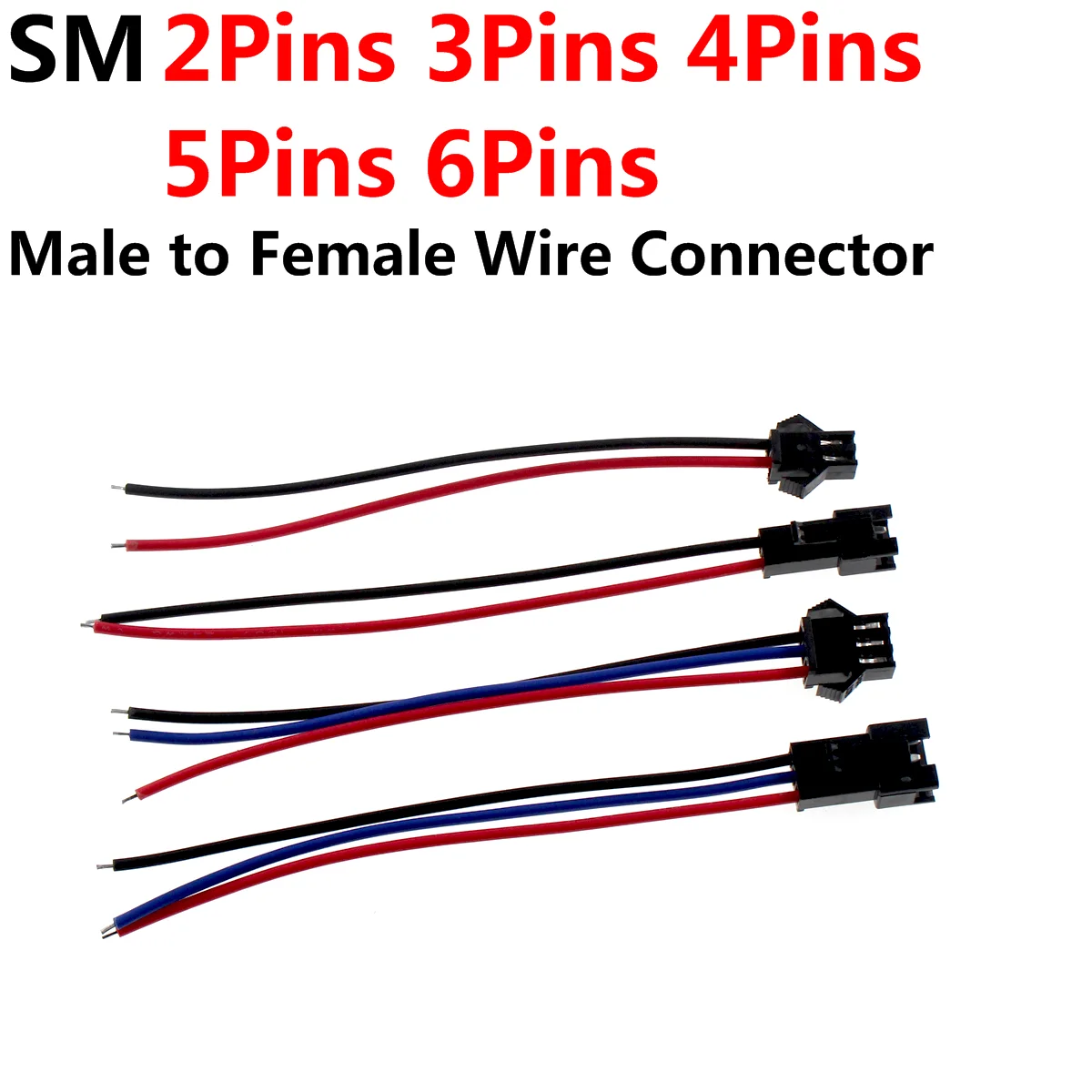 20Pairs-SM-2Pins-3Pins-4pins-5pins-6pins-20cm-30cm-40cm-Plug-Male-to ...