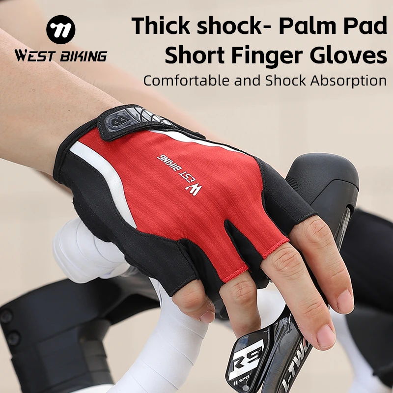 WEST BIKING Summer Mountain Bike Gloves Men's Cycling Fingerless Gloves ...