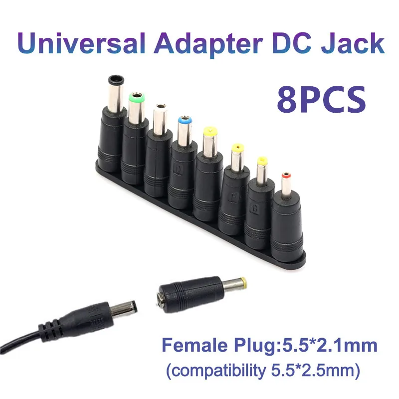 8 pcs/set DC 5.1X2.1mm Feminino Ângulo Direito Jack Plug Adaptador ...