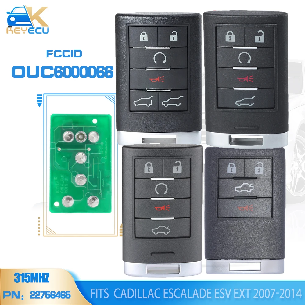 KEYECU OUC6000066 315MHz Smart Keyless Remote Key Fob for Cadillac ...