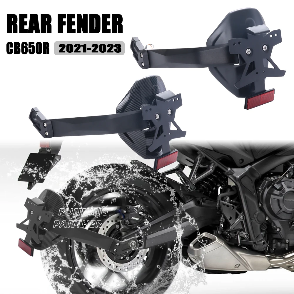 Motorcycle-Rear-Mudguard-Mudguard-With-License-Plate-LED-Light-Suitable ...