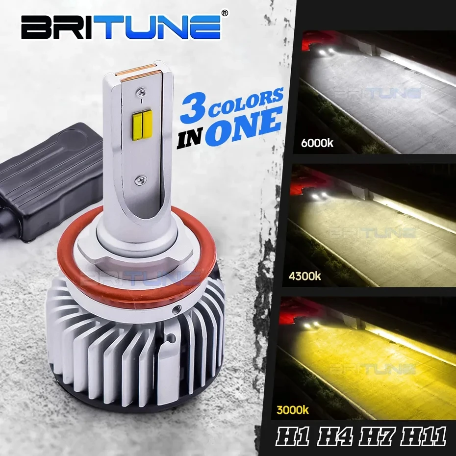 Tri-color-LED-Bulb-H4-H1-H7-H11-Halogen-Xenon-Headlight-Replacement ...