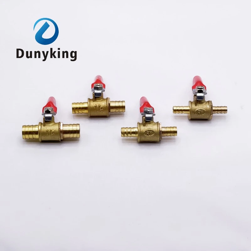 Red Handle Small Valve 6mm-12mm Hose Barb Inline Brass Water Oil Air ...