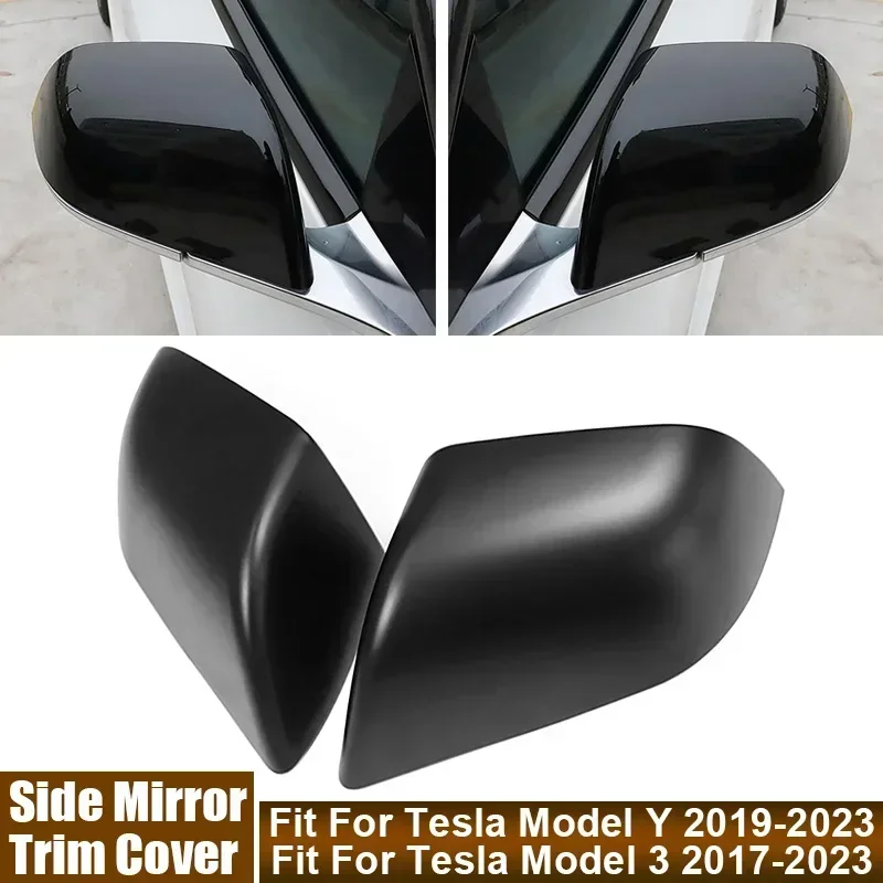2Pcs Left & Right Side Rearview Mirror Trim Covers Fit For Tesla Model ...