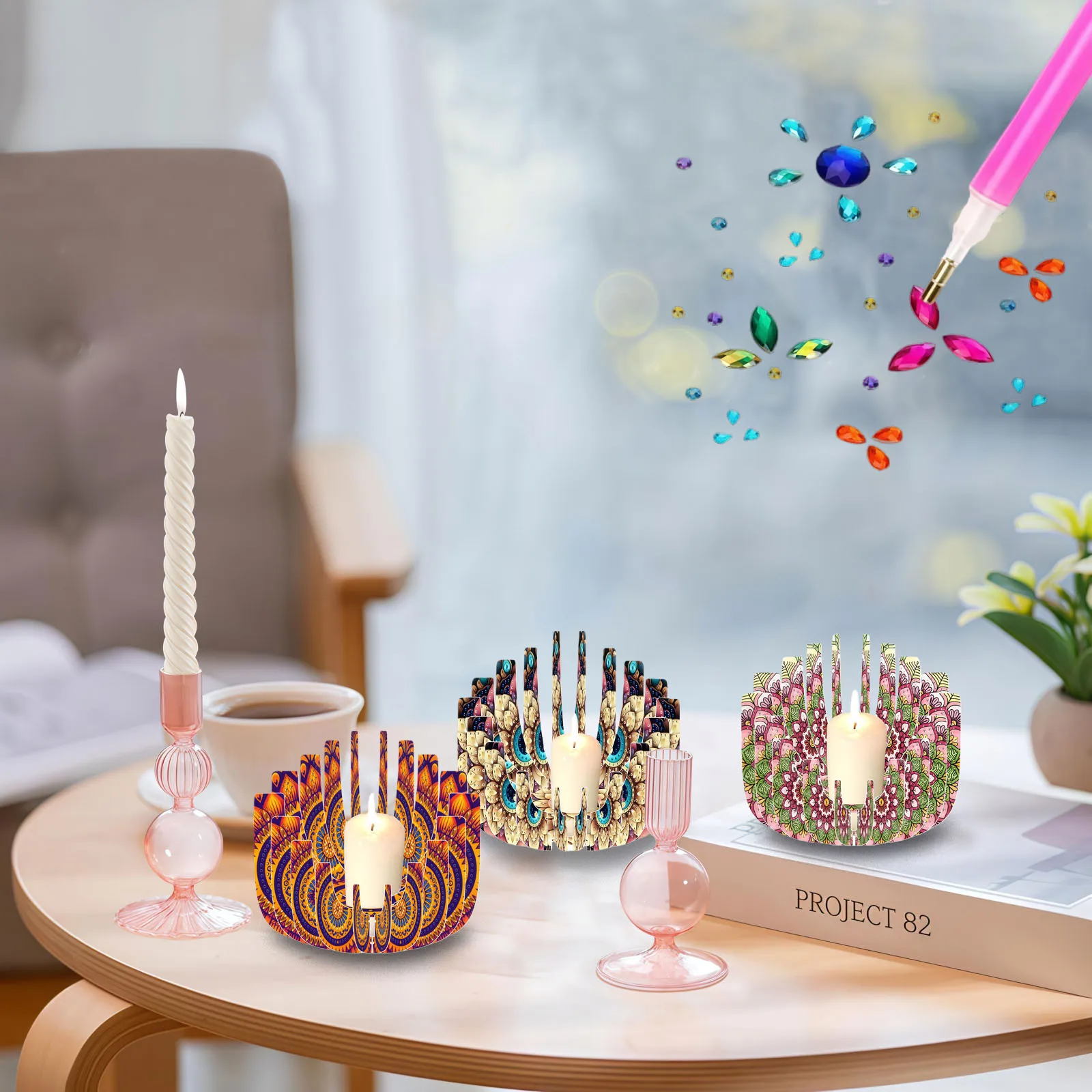 1-piece set, double-sided diamond art painting candlestick, can hold ...