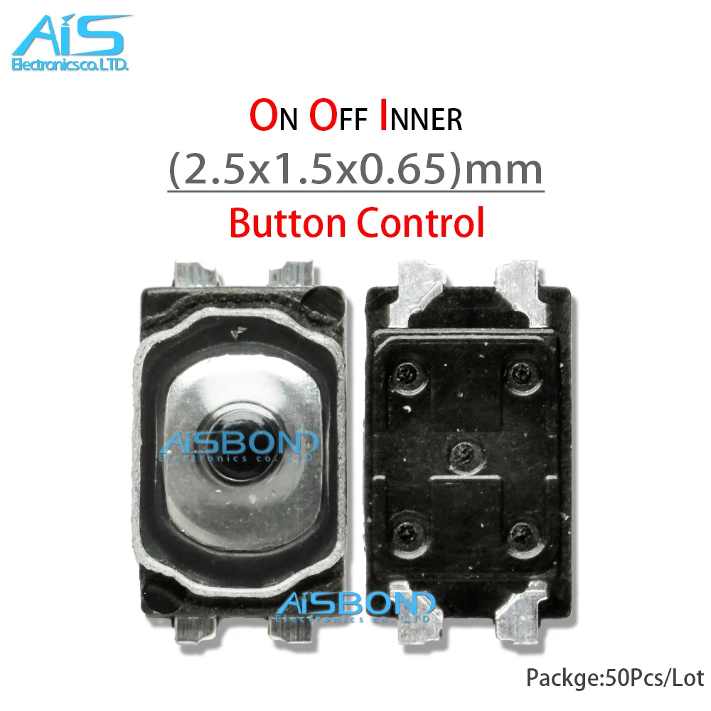 50Pcs/Lot Power On Off Inner Button Control Switch Tact 2.5*1.5*0.65mm For Xiaomi Note 4Pin ...
