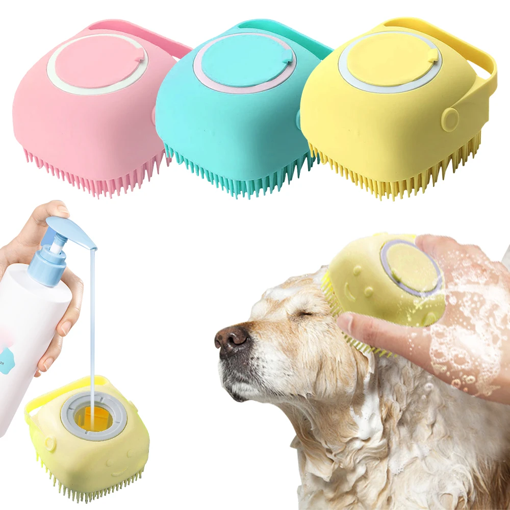 Bathroom Puppycat Washing Massage Dispenser Grooming Shower Brush Soft ...