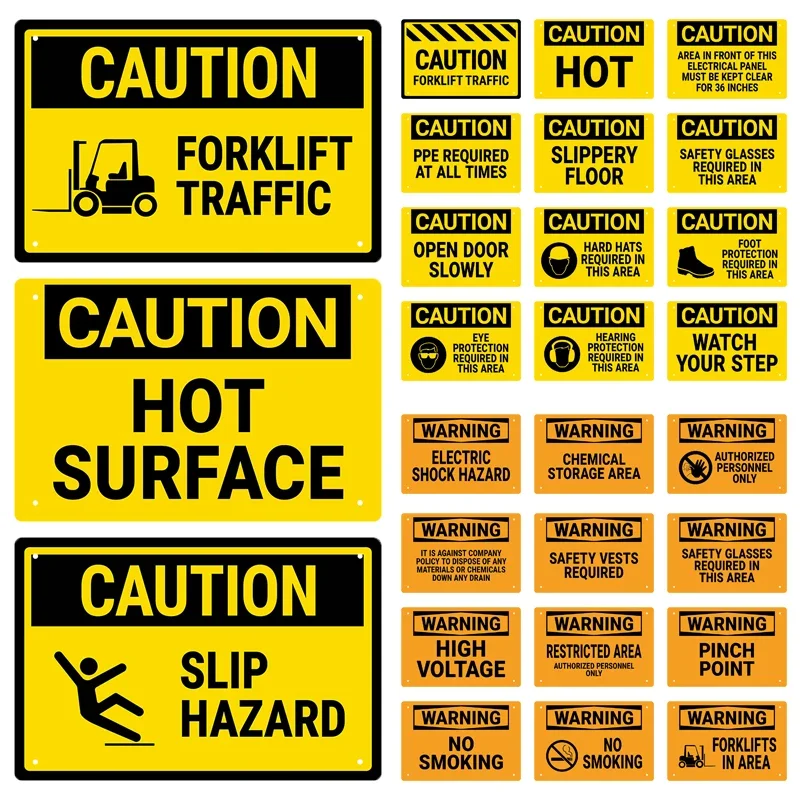 Caution-Warehouse-Tin-Sign-Forklift-Traffic-Notice-Metal-Vintage-Plaque ...