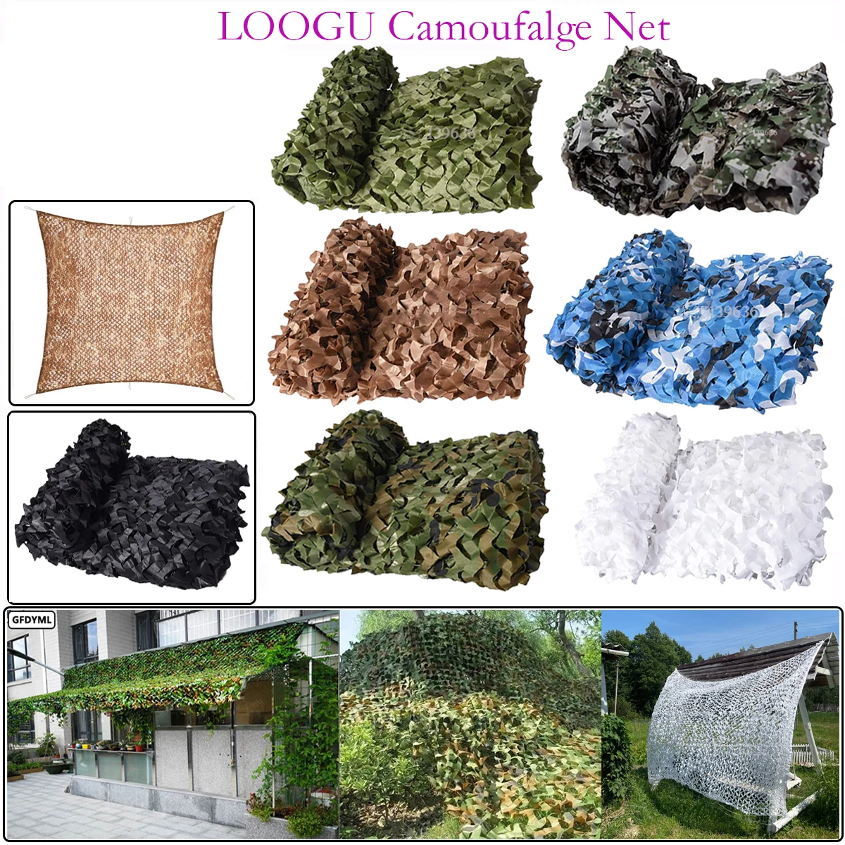 White-Double-Layer-Camouflage-Militaire-Net-Garden-Home-Yard-Decoration ...