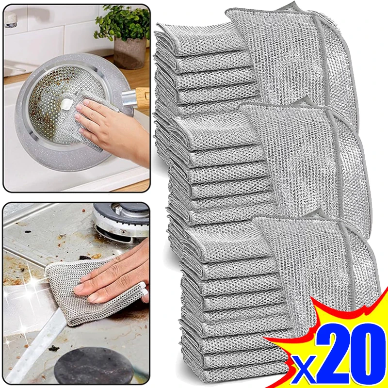 20-1pcs-Metal-Steel-Wire-Dishcloths-Magic-Cleaning-Cloths-Thickened ...
