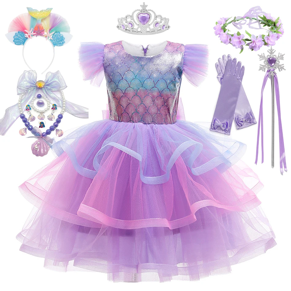 Mermaid Ariel Princess Girl Dress | Mermaid Costume Girl | Bowknto ...