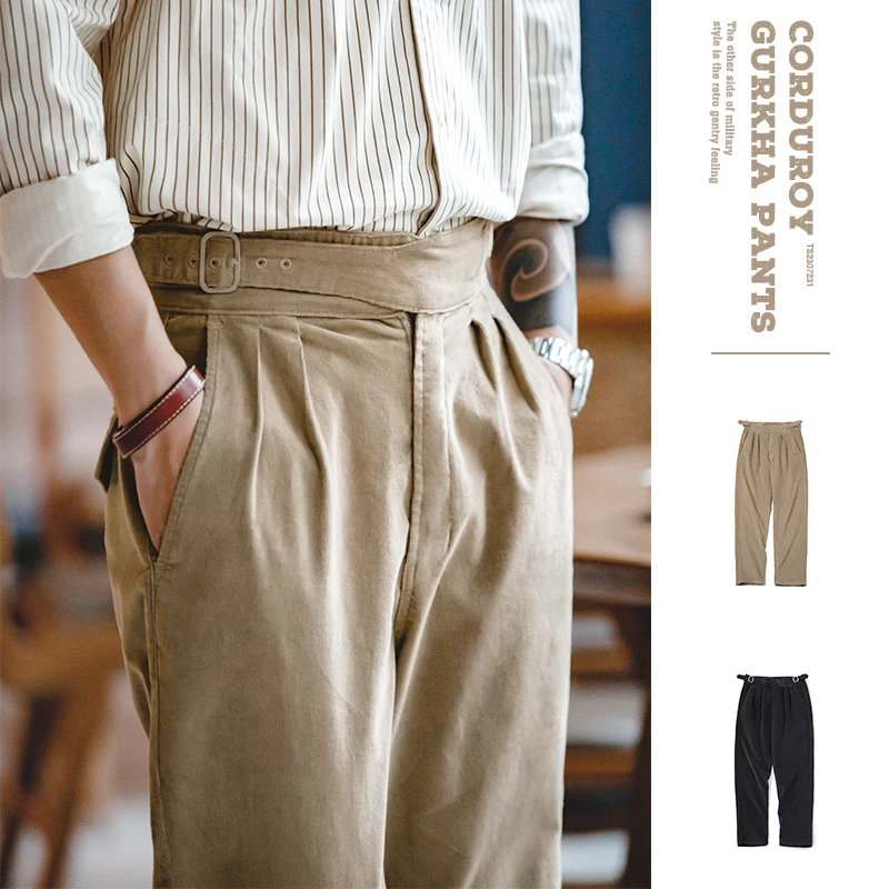 Maden-Vintage-Corduroy-Gurkha-Pants-for-Men-Neapolitan-Double-Pleated ...
