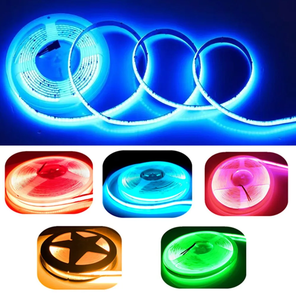 8mm-Ultra-Thin-DC-12V-24V-Colorful-COB-LED-Strip-Lights-for-Home-Decor ...