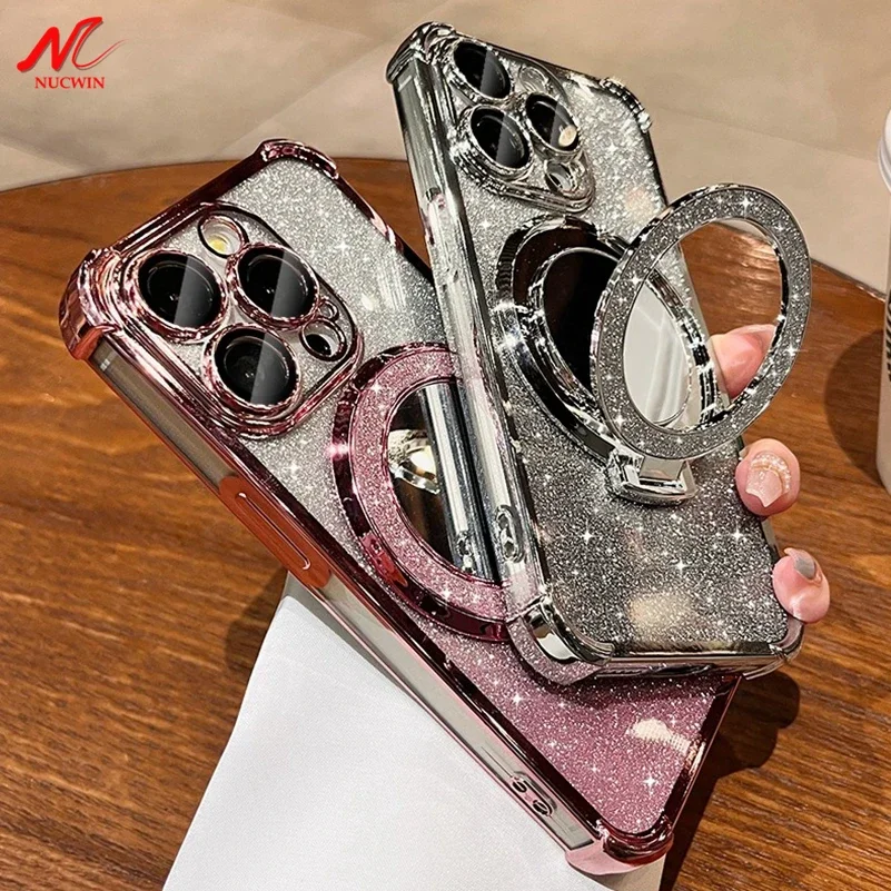 Plating Airbag Glitter Bracket for Magsafe Case for iPhone 15 16 Pro ...