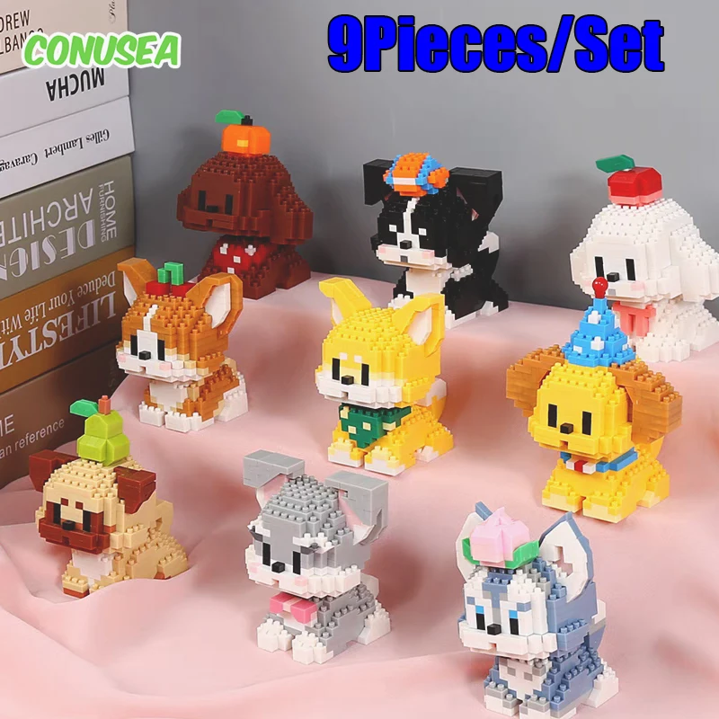9Pieces-set-Puppy-Building-Blocks-Dog-Bricks-Cute-Doggy-Pet-Model ...