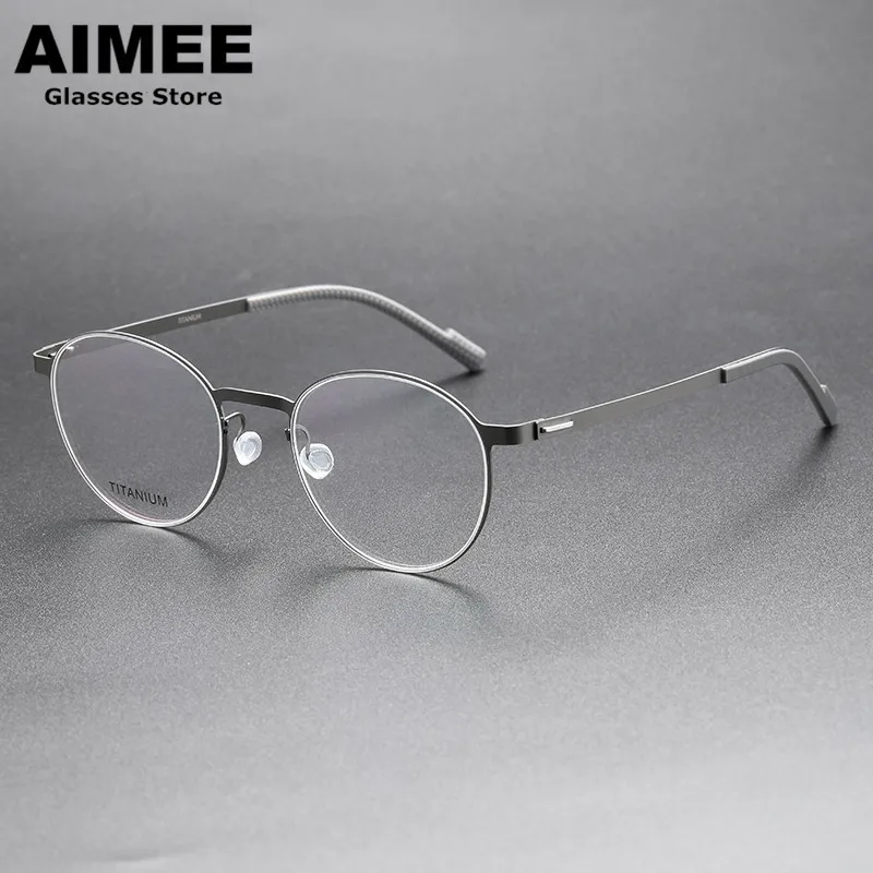 German-Brand-Screwless-Retro-Round-Titanium-Glasses-Frame-Men-Women ...