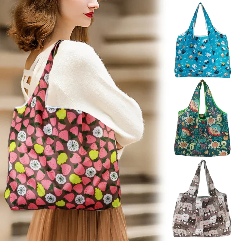 1PC Fashion Printing Foldable Eco-Friendly Shopping Bag Folding Pouch ...