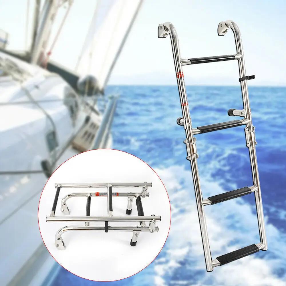 Stainless-Steel-Telescoping-4-Step-Fold-Down-Ladder-Swim-Step-Marine ...