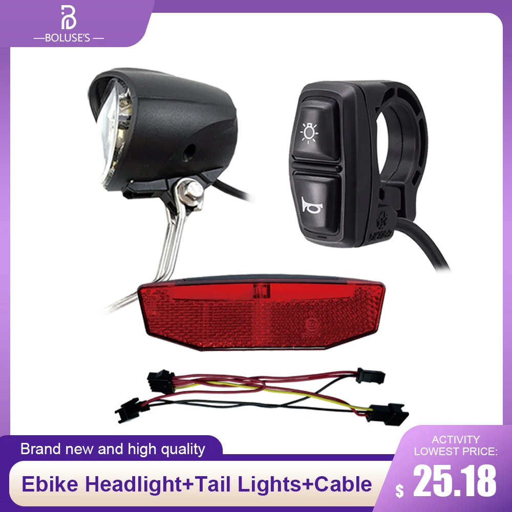 E-Bike-Front-and-Rear-Light-Switch-Electric-Bike-Headlight-with-Horn ...