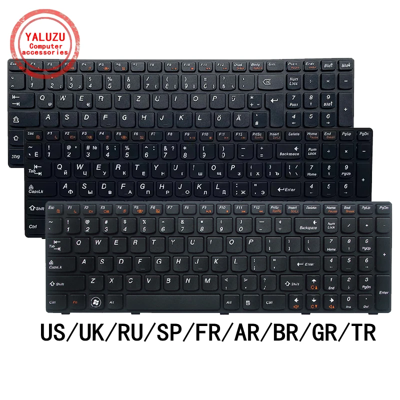 US/UK/RU/SP/FR/AR/BR/GR/TR NEW Laptop Keyboard For Lenovo G580/A/AM ...