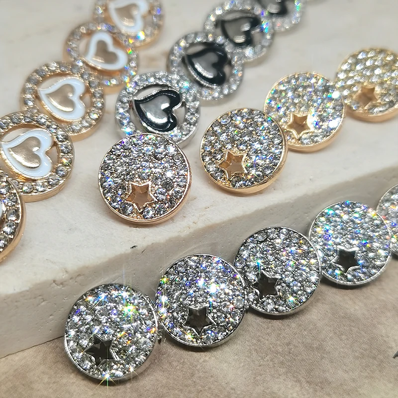 12MM Mini Luxury Rhinestone Decor Buttons Of Clothing Wholesle Flower ...