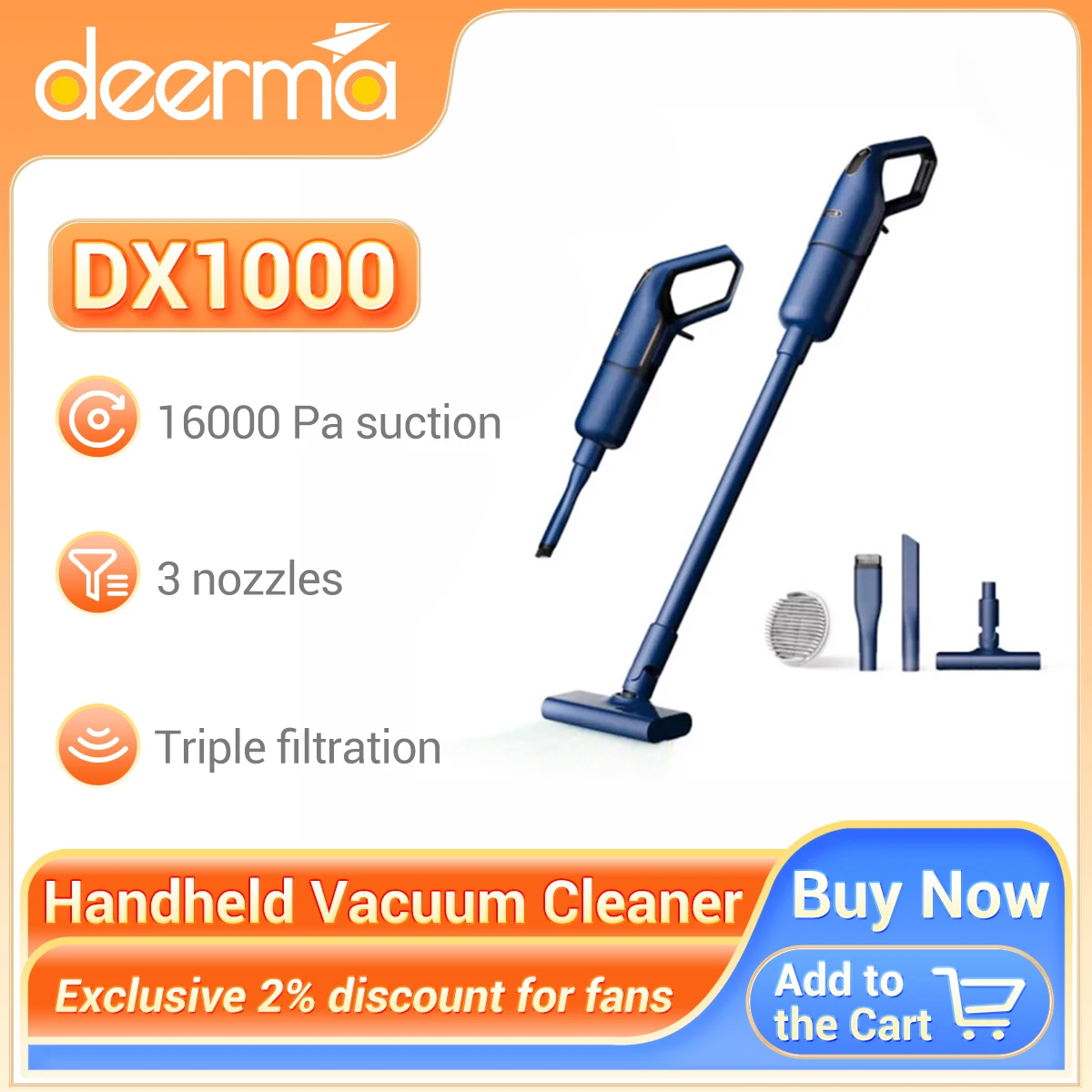 Deerma-DX1000-Handheld-Vacuum-Cleaner-For-Home-Corded-16Kpa-2-in-1 ...