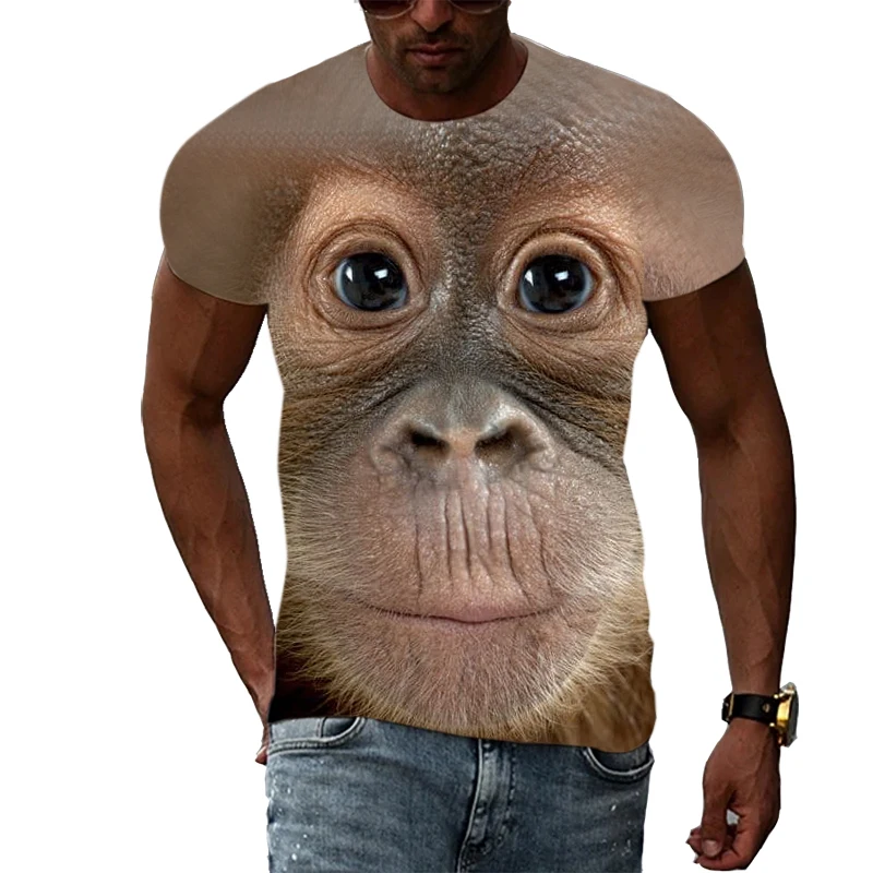 Summer Fashion Casual Men's T shirt Hip Hop Monkey 3D Printing ...