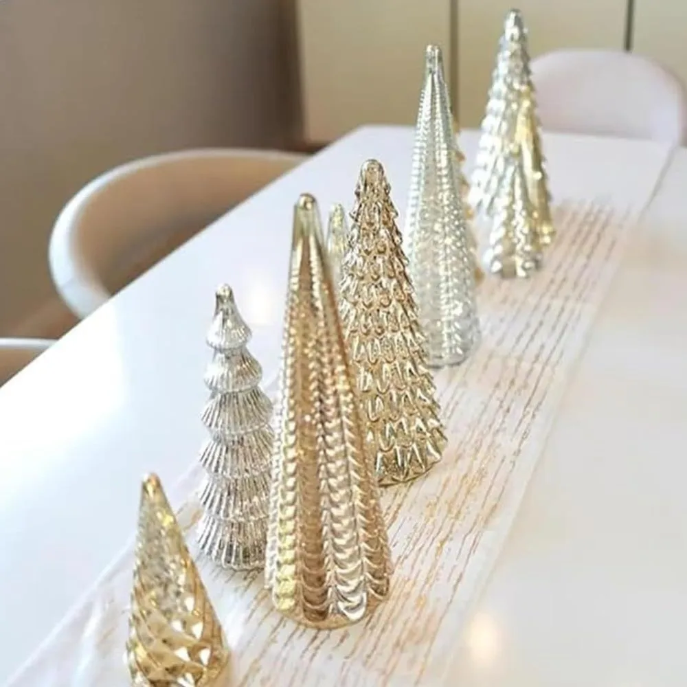 Set of 5 Creative Illuminated Mercury Glass Trees Versatile With Light ...