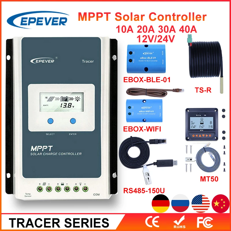 EPEVER-Tracer-Series-MPPT-40A-30A-20A-10A-Solar-Charger-Controller-LCD-12V24V-Auto-High ...
