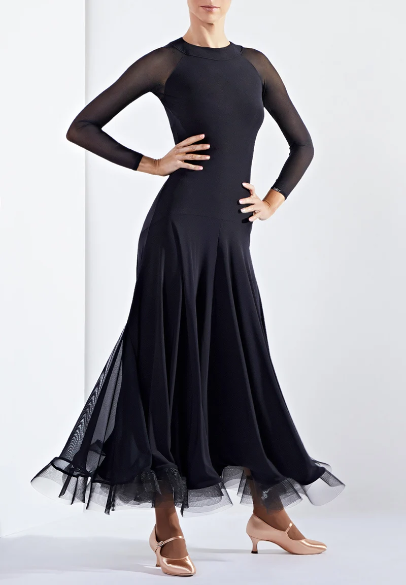 Vestido-de-dan-a-competi-o-valsa-preta-para-mulheres-saia-dan-a ...