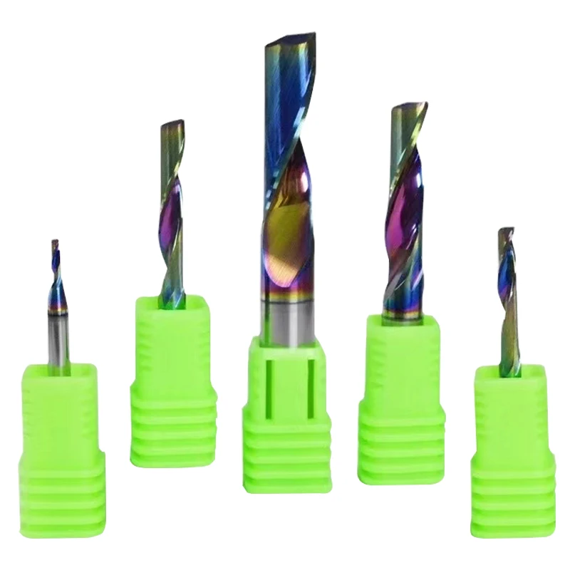 1 Piece Single Flute For Aluminum Milling Cutter Dlc Coated Colorful ...