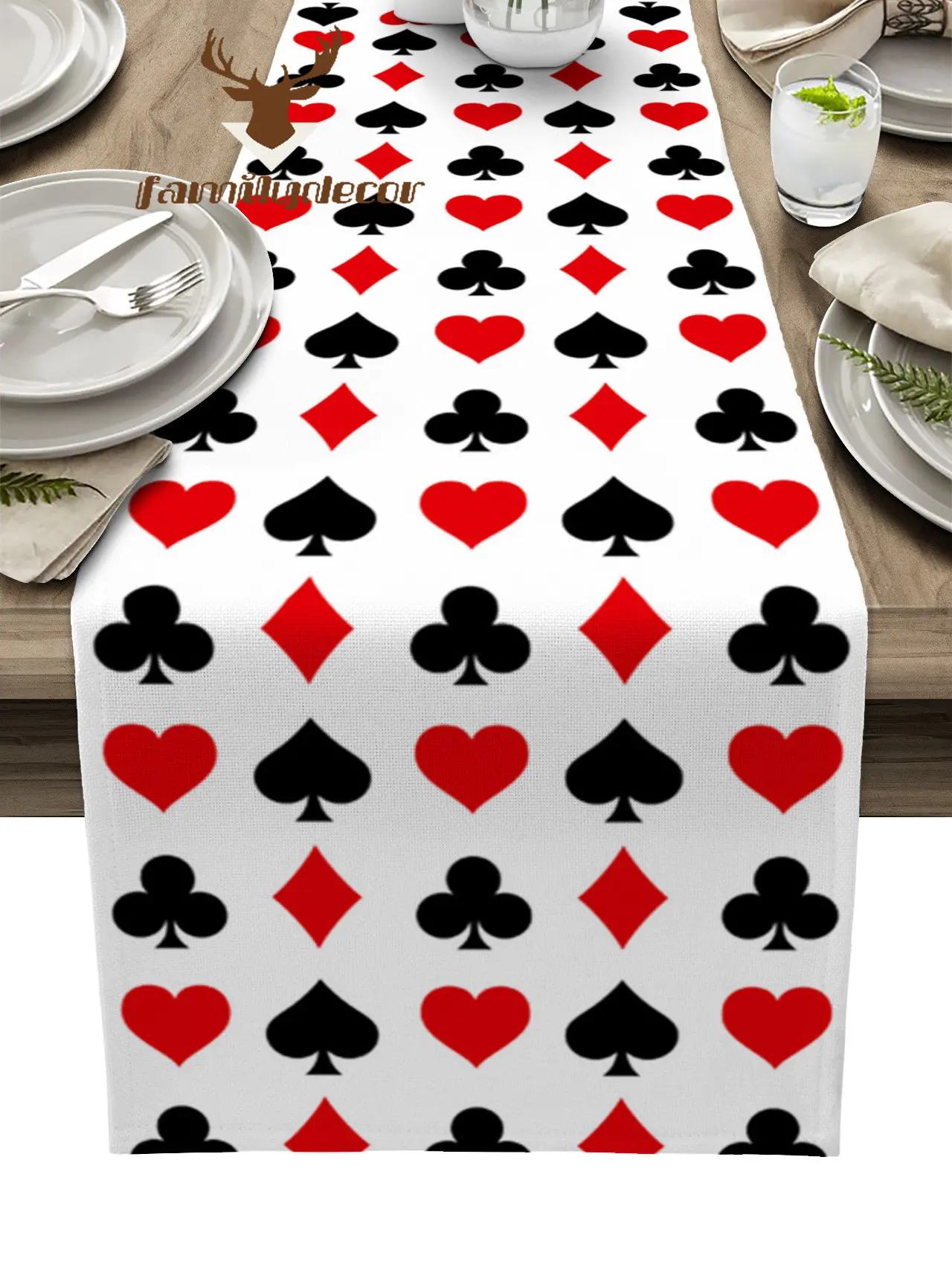 Diamonds-Spades-Hearts-Poker-White-Table-Runner-Home-Wedding-Table-Flag ...
