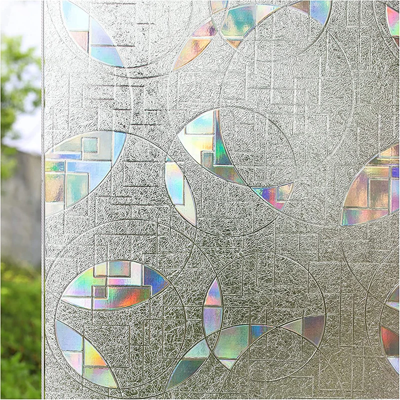 Laser Geometry Window Film 3D Static Privacy Decoration Self Adhesive ...