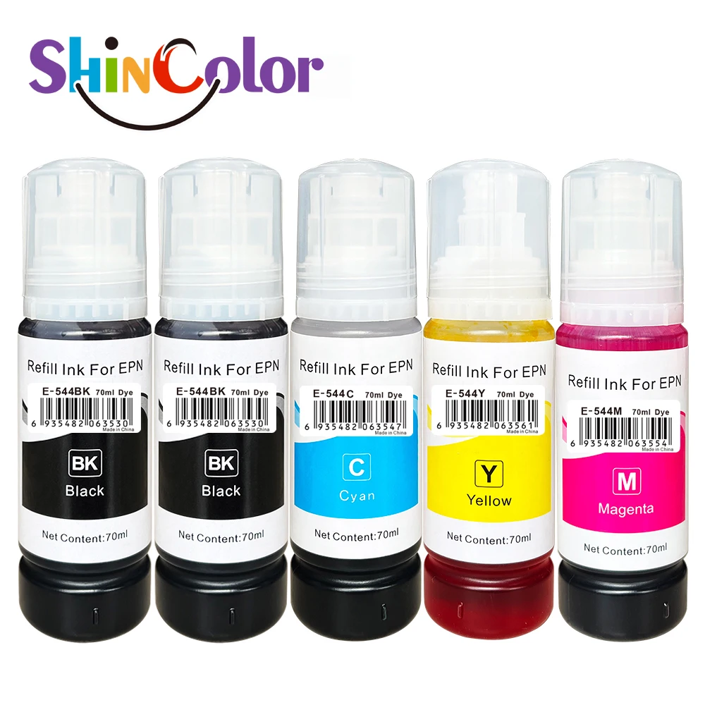 Shincolor 5pk 544 Refill Ink Bottles Compatible For Epson 544 Ecotank ...