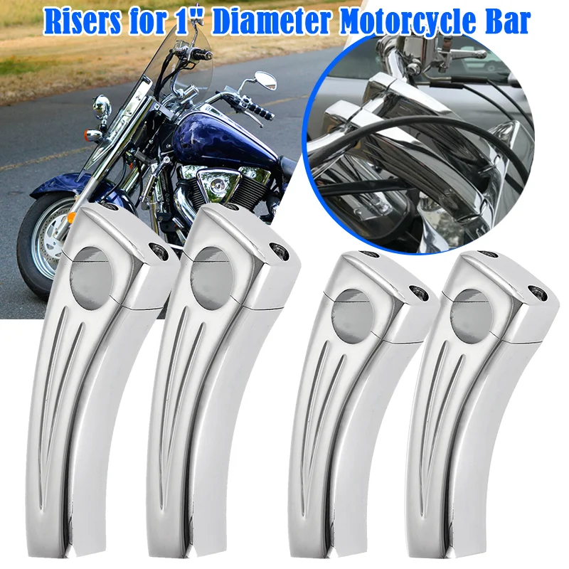 6inch-7inch-Silver-Chrome-Motorcycle-Handle-Bar-Risers-for-Most-Harley ...