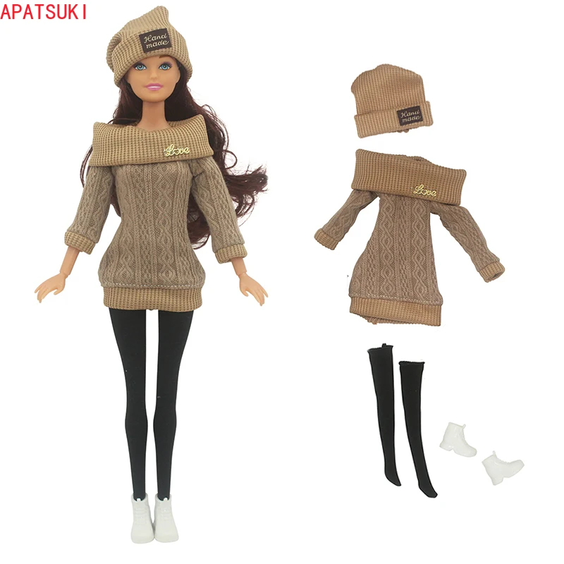 Brown-Pure-Manual-Knitted-Sweater-Tops-Dresses-Stocking-Shoes-Hat-For ...
