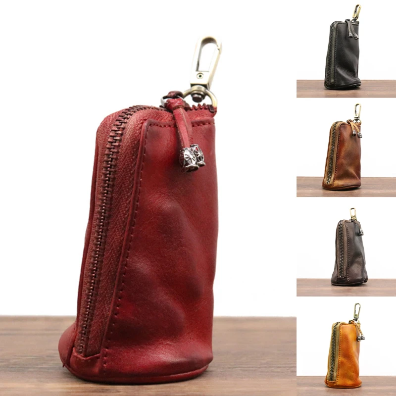 Men-Key-Bag-Genuine-Leather-Buckets-Key-Cases-Pouch-Zipper-Keychain ...