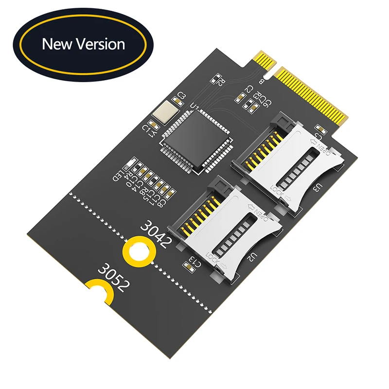 NEW 3042/3052 M.2 B Key USB Bus to Dual Micro SD TF Card T-Flash Reader ...