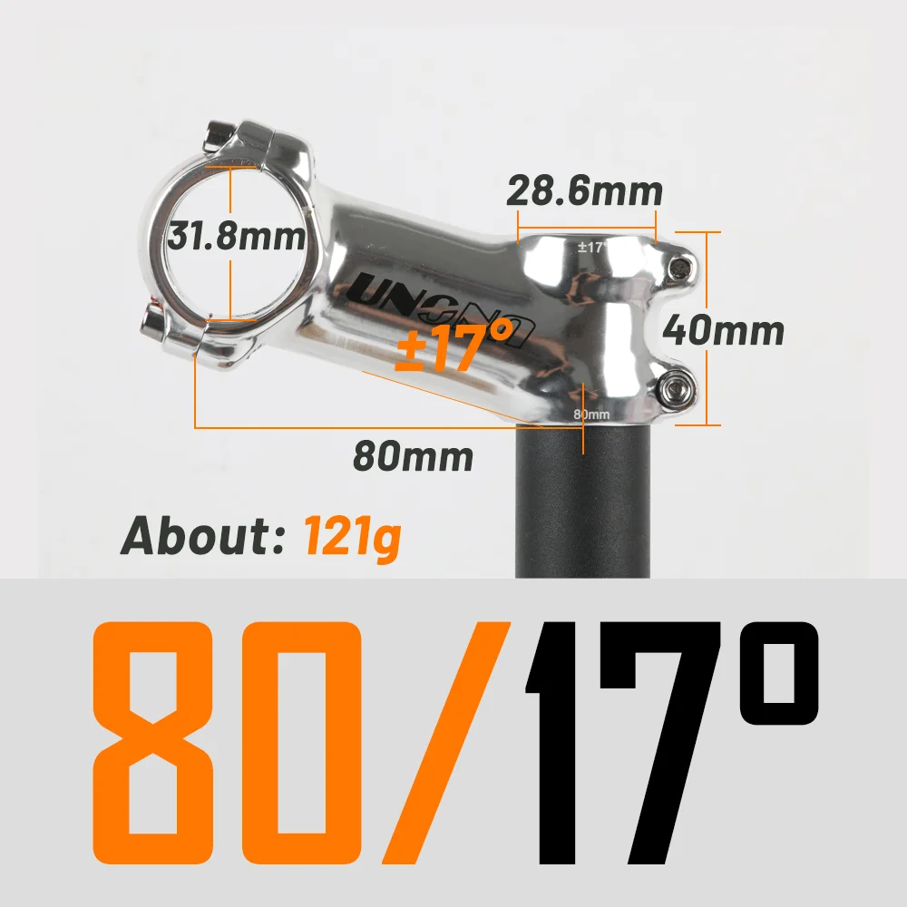 UNO Silver Bike Stem Ultralight 7 17 35 Degree MTB Road Stem for Fork ...
