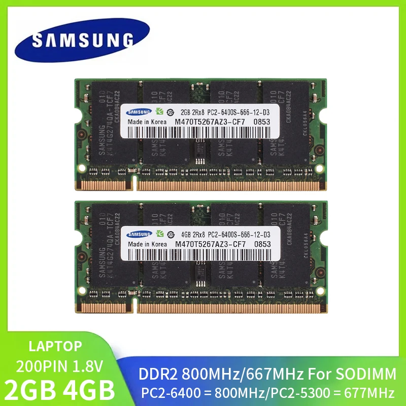 SAMSUNG-Laptop-RAM-DDR2-4GB-2GB-pami-667MHz-PC2-5300s-800MHz-PC2-6400s ...