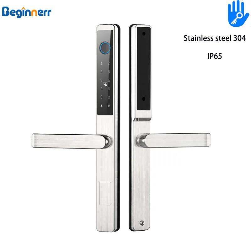 Narrow Slim Smart door lock IP65 Waterproof stainless steel 304 ...